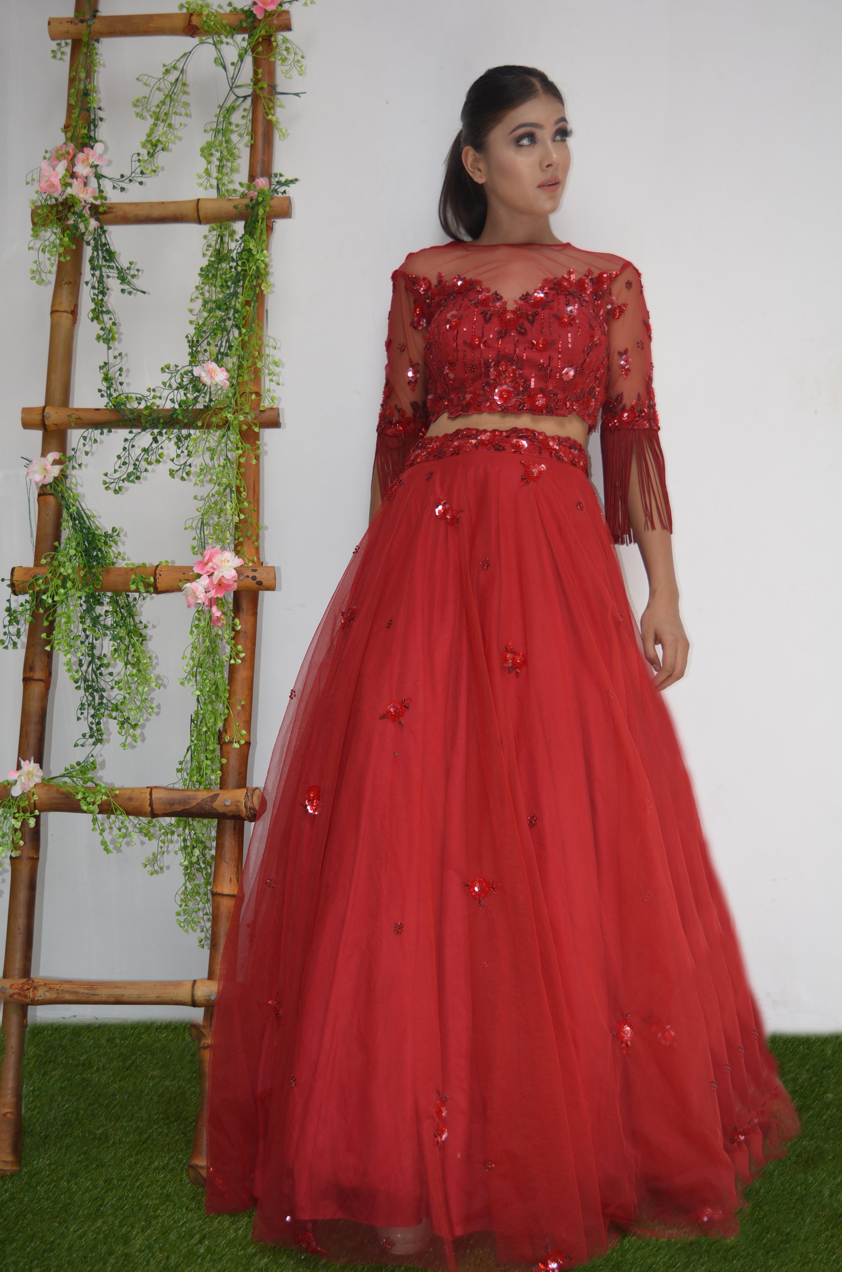 Ruby Tone On Tone Lehenga Set – WaliaJones