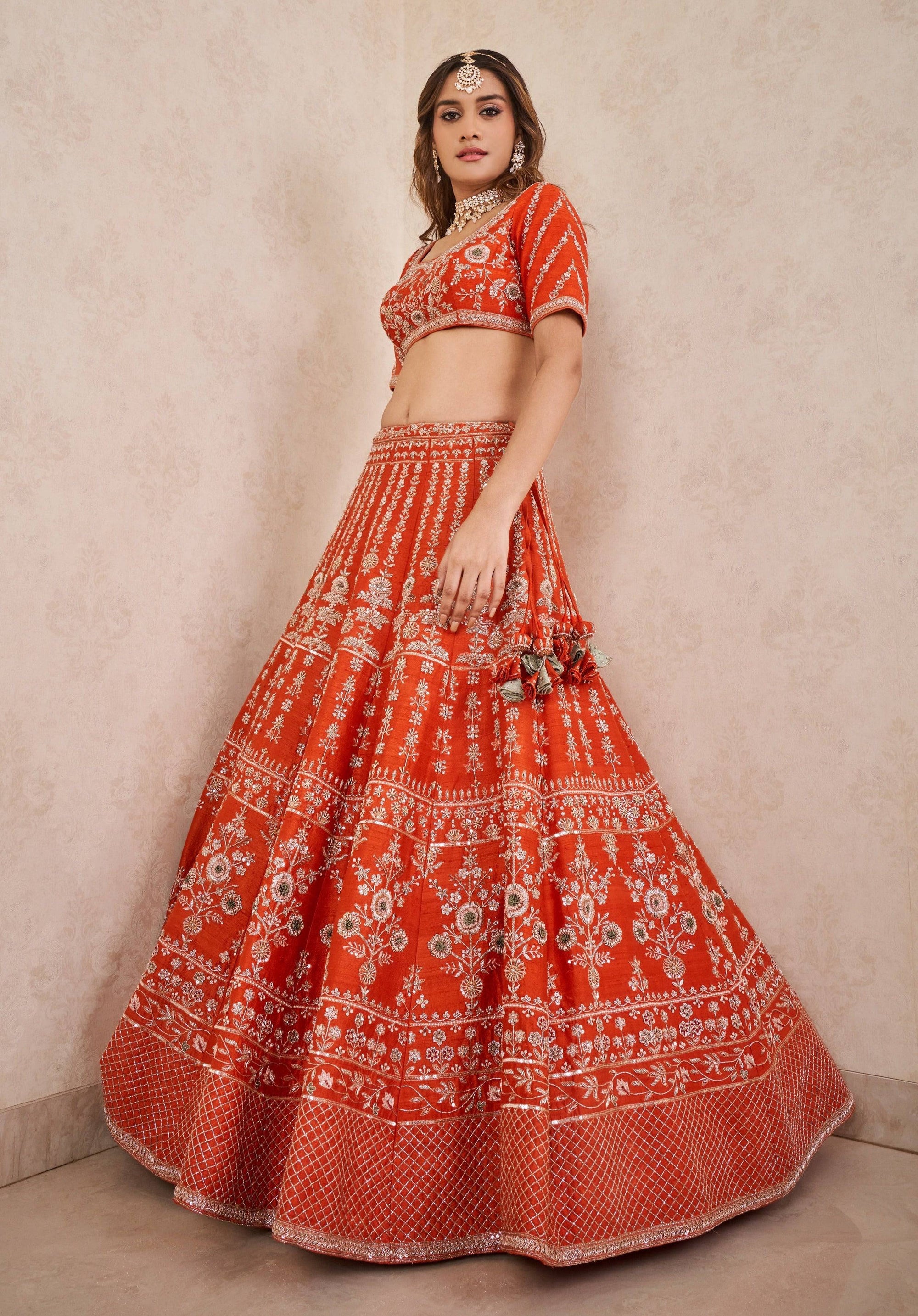 Rust Zardosi Lehenga Set | WaliaJones