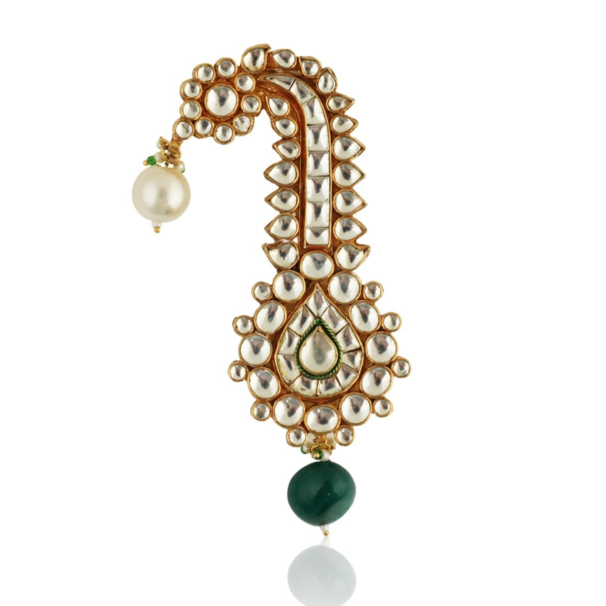 White and Emerald Green Jadau Kalgi | WaliaJones