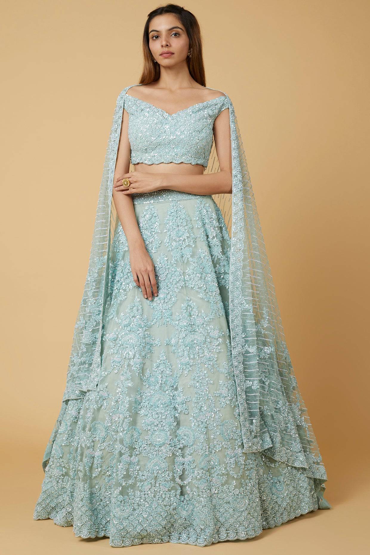 Zoya Ice Blue Lehenga Set – WaliaJones